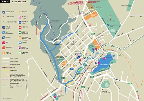 Beechworth Town Map Touring Routes Murray to Mountains Rail Trail